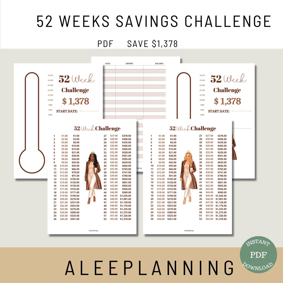 52 Week Savings Challenge Printable 52 Week Challenge Chart 52 Week ...
