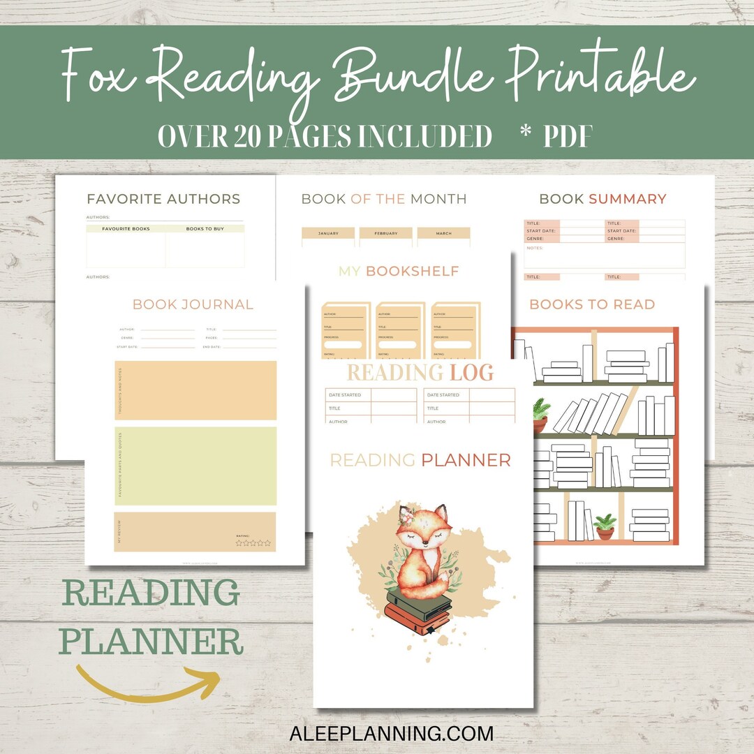 Fox Reading Log | Reading Planner Bundle | Reading Challenge | Reading ...