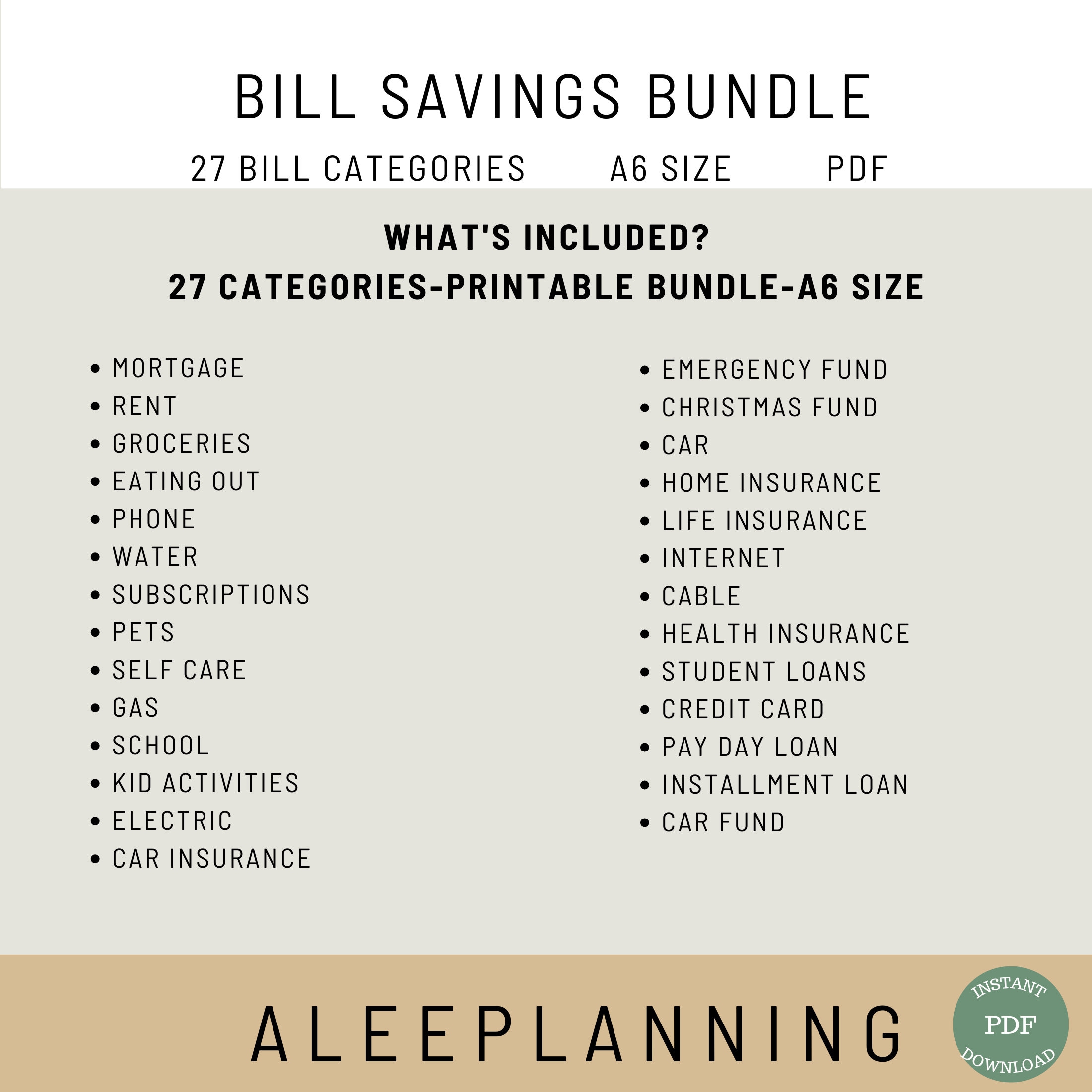 Cash Envelope Bills Bill Binder A6 Printable Budget Binder - Etsy