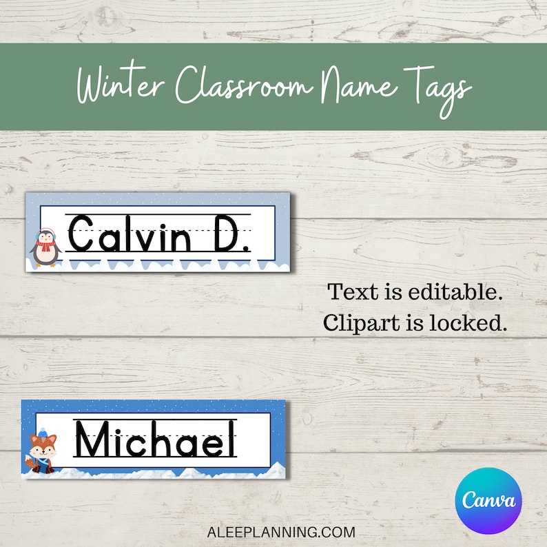 Winter Classroom Name Tags Canva Editable Winter Classroom - Etsy