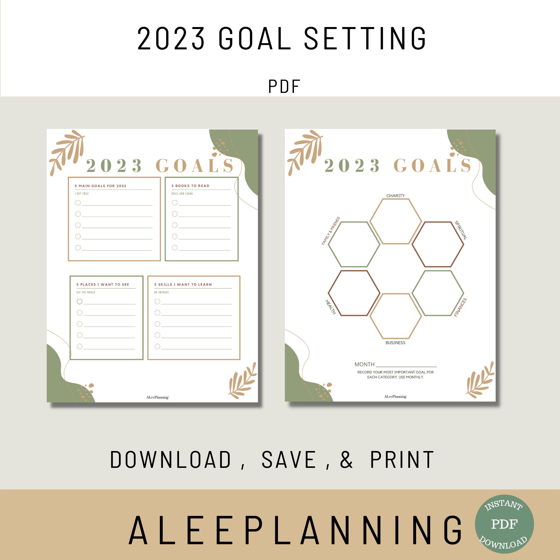 2023 Goal Setting Printable Goal Tracker Yearly Goals 2023 Goal Sheet ...