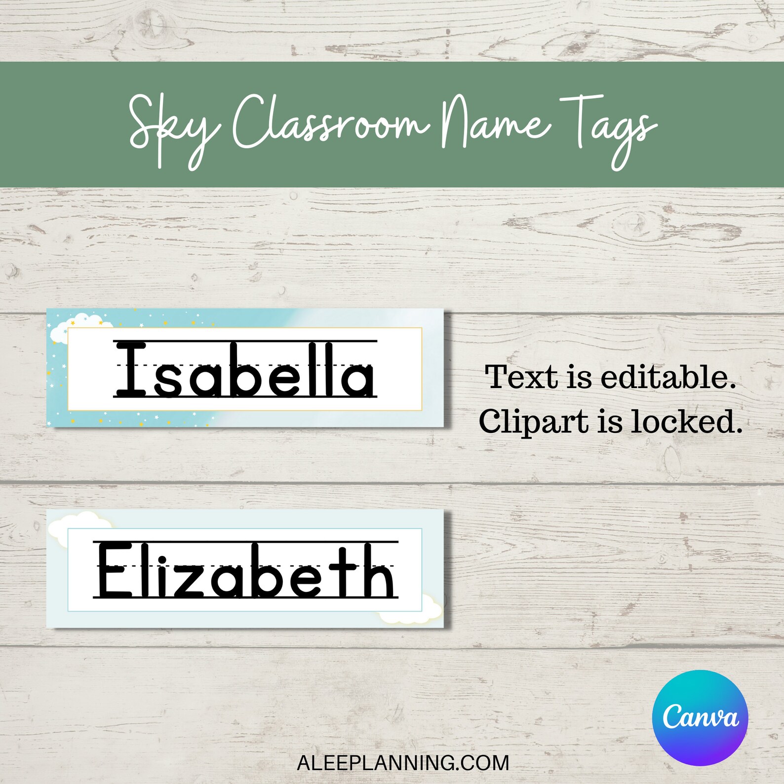 Sky Classroom Name Tags Classroom Name Labels Editable Student Name Tag ...