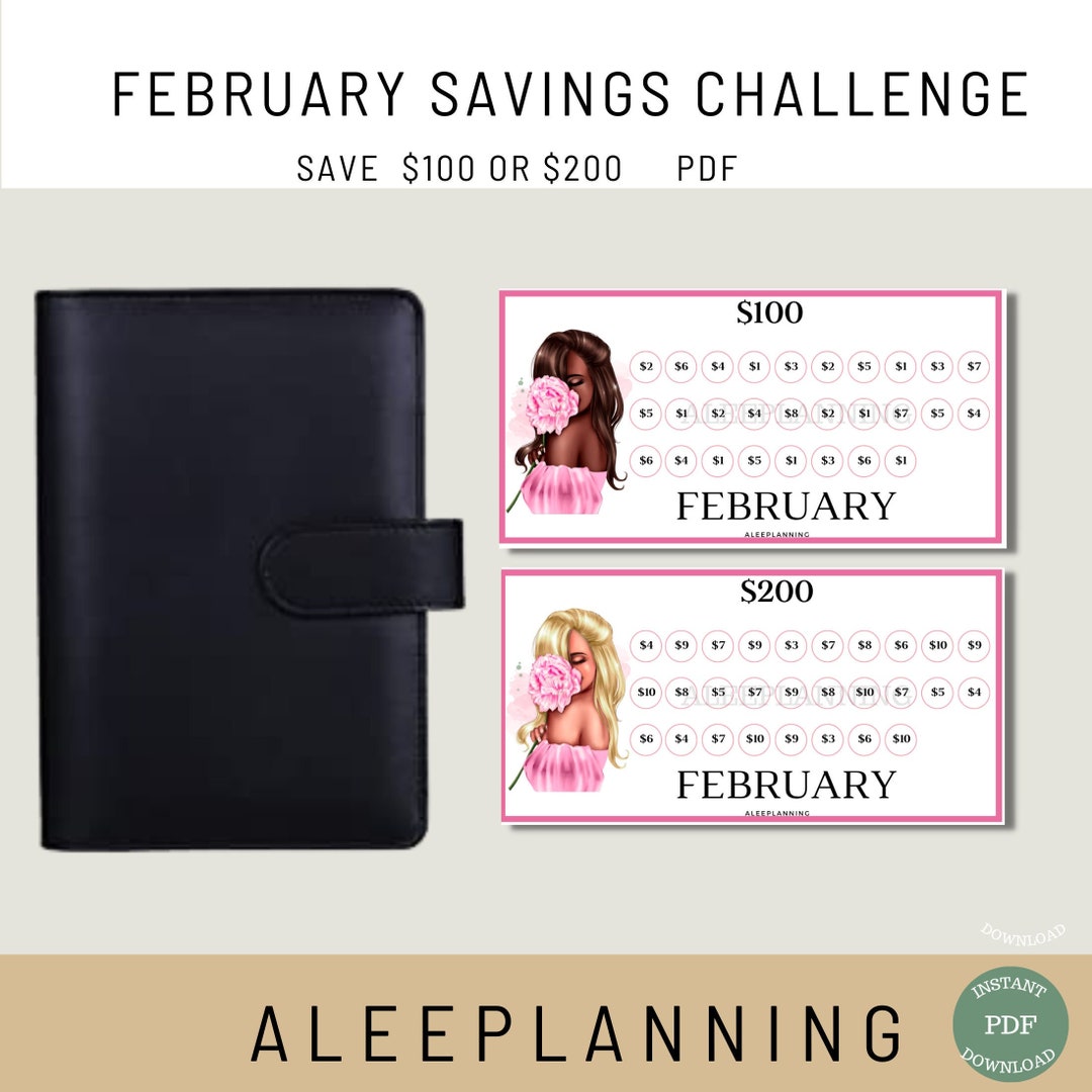 February Savings Challenge | Valentine Savings Tracker |A6 Savings ...