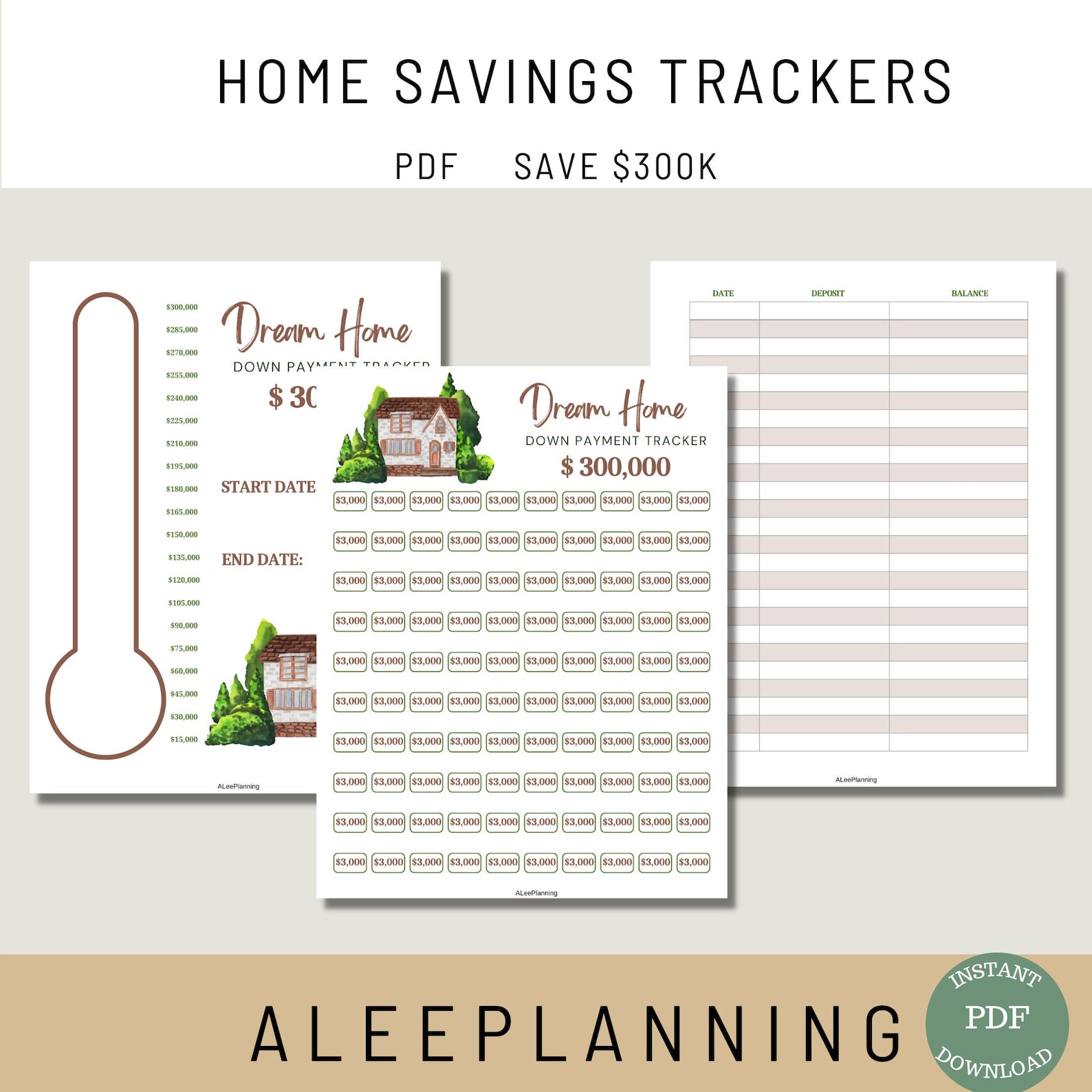 Home Savings Tracker 300K| House Sinking Fund| House Savings Chart ...