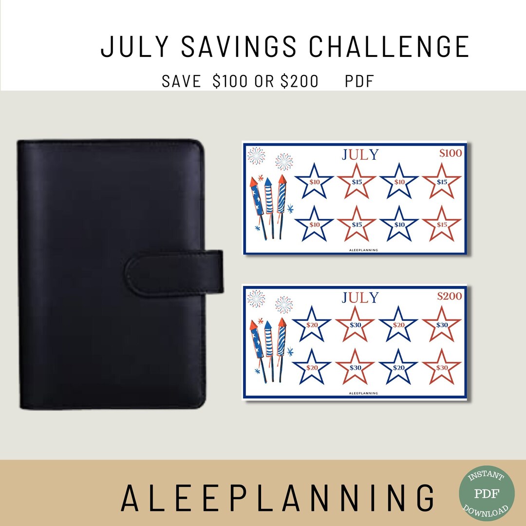 July Savings Challenge Tracker: A6 Cash Stuffing, No Spend (PDF) - Etsy