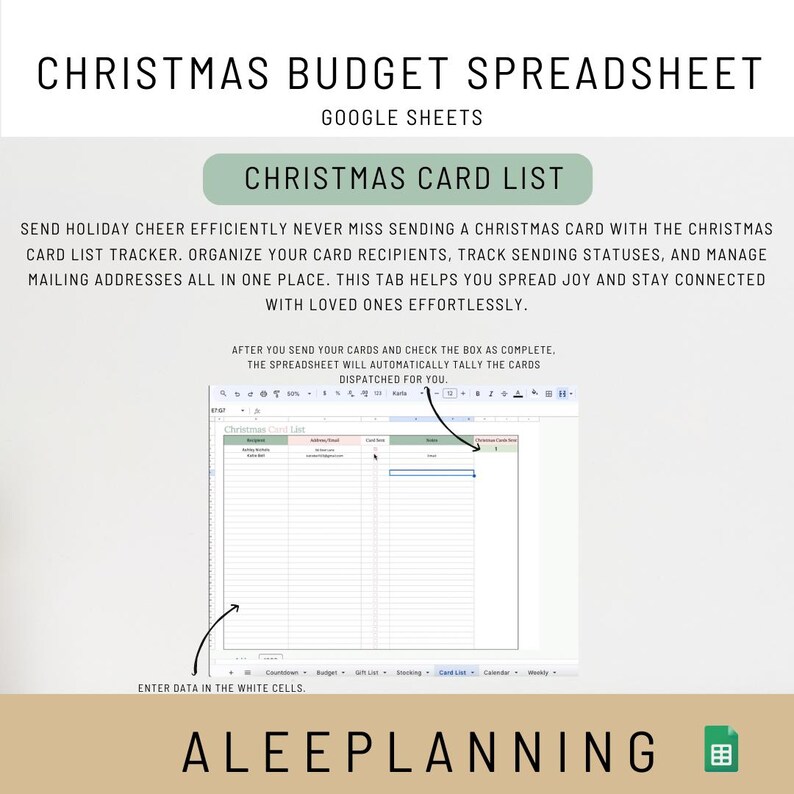 Christmas Planner Spreadsheet: Holiday Budget & Gift Tracker (google ...