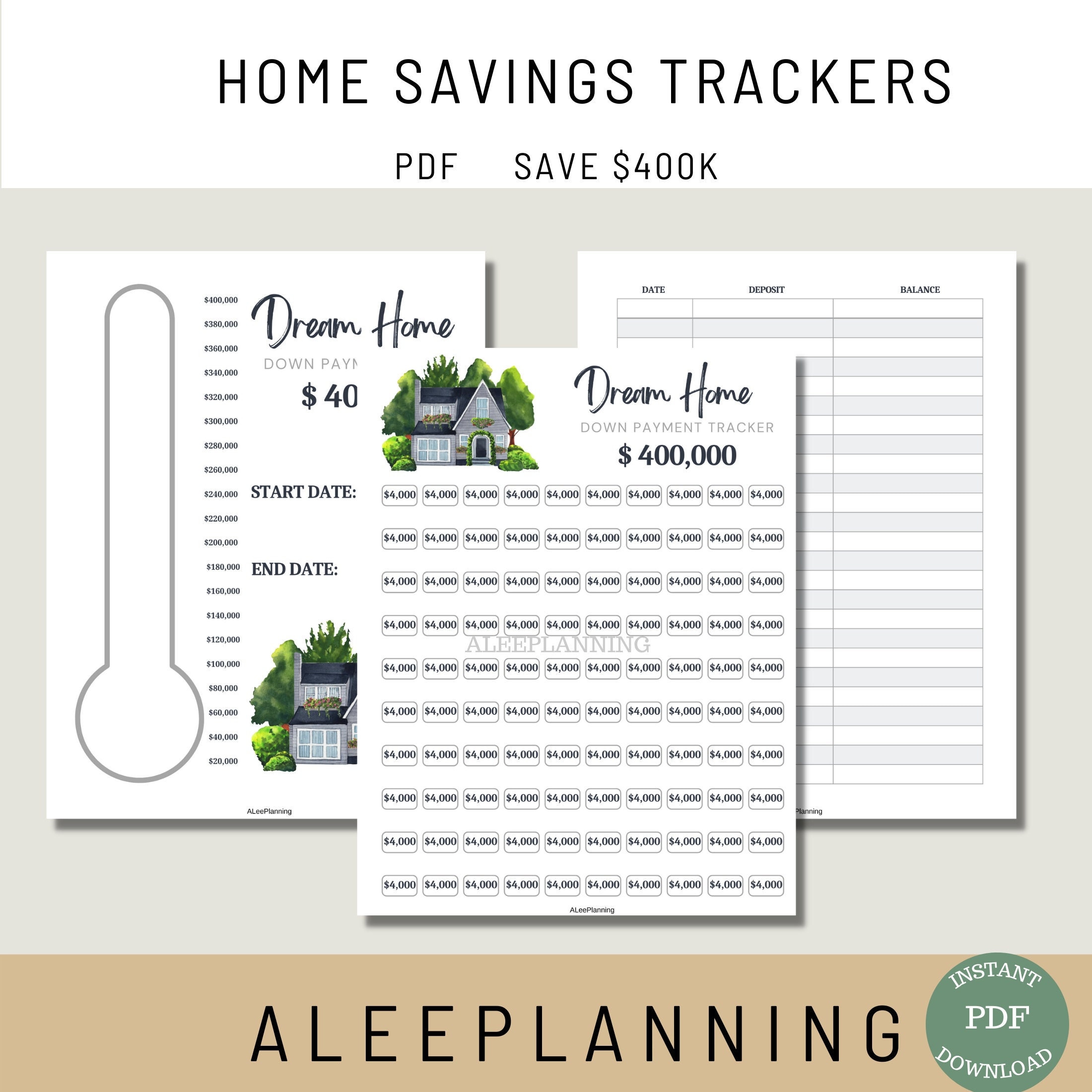 Home Savings Tracker 400k House Sinking Fund 400,000 house Savings ...