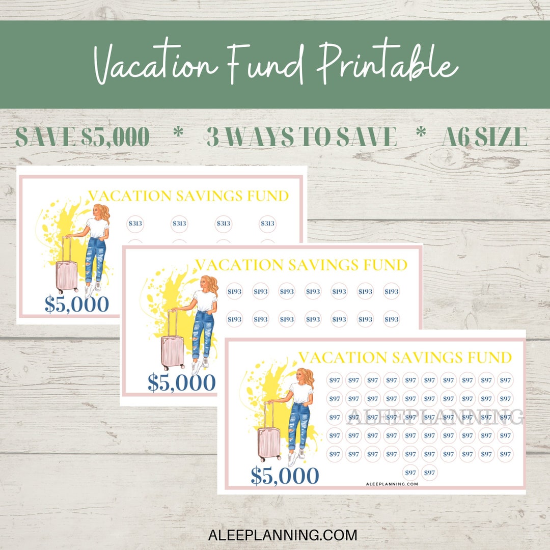 5000 Travel Fund Tracker: Vacation Savings Printable (A6 PDF) - Etsy
