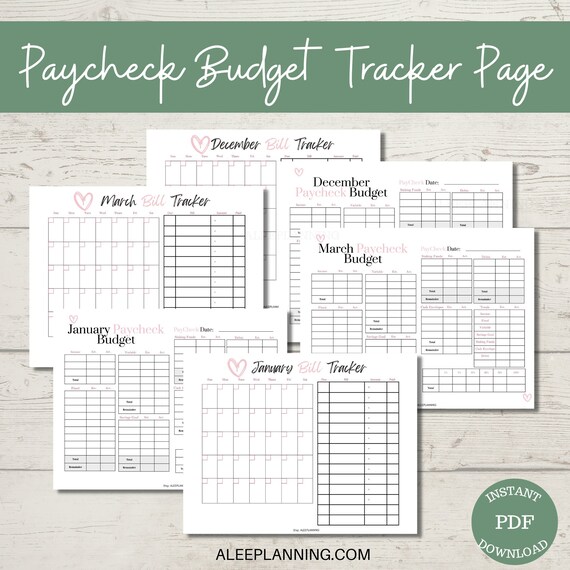 Paycheck Budget Tracker Landscapepaycheck Bundle PDF - Etsy