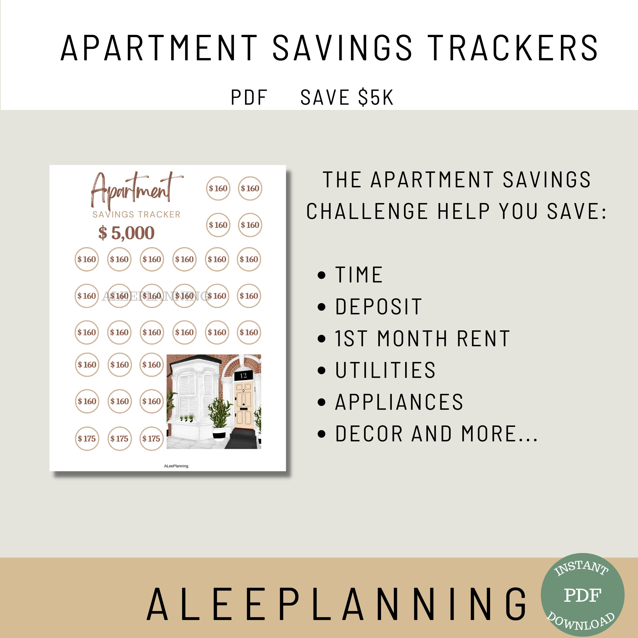 Apartment Savings Tracker 5k Sinking Fund Printable Apartment ...