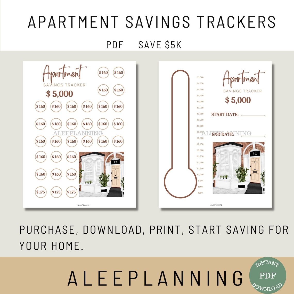Apartment Savings Tracker 5k Sinking Fund Printable Apartment ...
