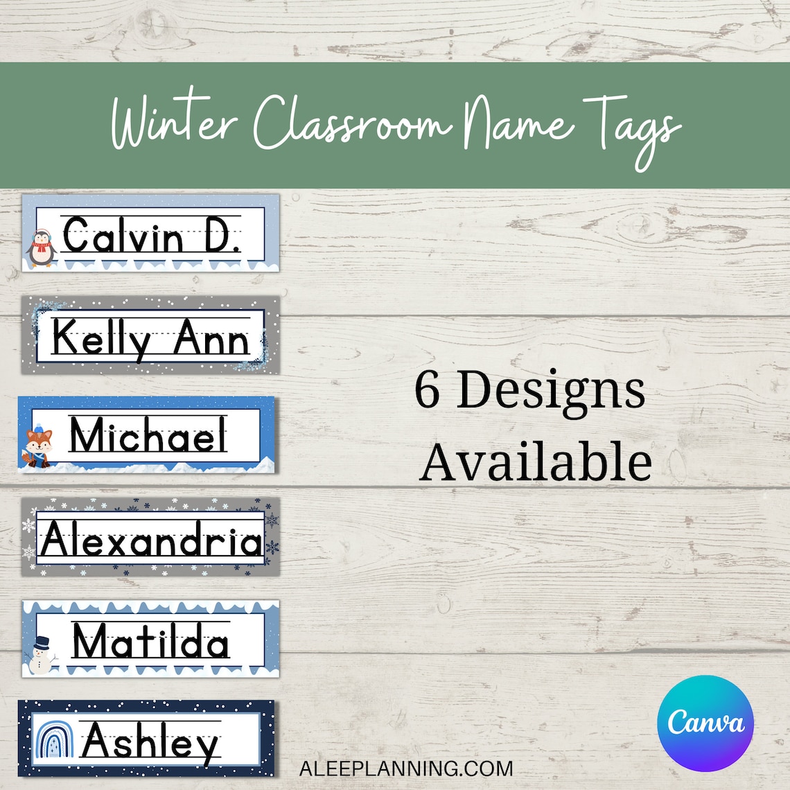 Winter Classroom Name Tags Canva Editable Winter Classroom - Etsy