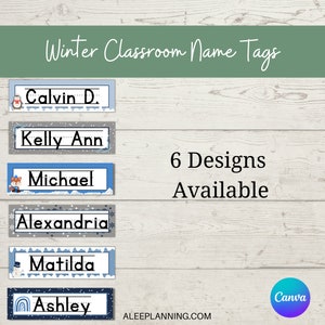 Winter Classroom Name Tags: Editable Student Desk Decor (canva) - Etsy