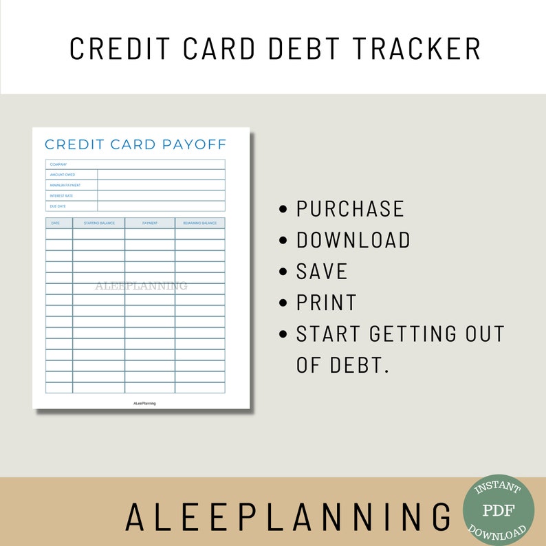 Credit Card Payoff Tracker Printable: Visual Debt Thermometer (PDF) - Etsy