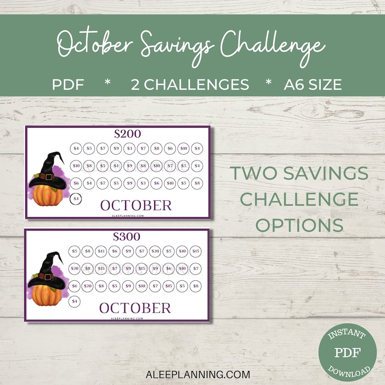 October Savings Challenge Printable A6 october Mini Savings - Etsy