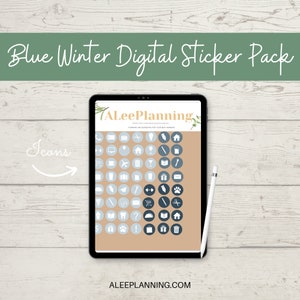 Digital Sticker Pack Blue Winter Digital Pack Cropped PNG Digital ...