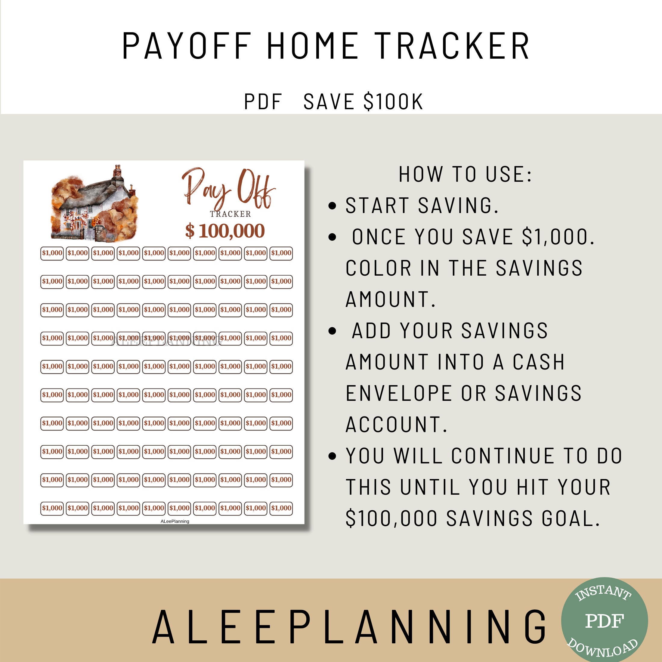 Home Payoff Tracker 100K House Pay off Tracker Mortgage Payoff Mortgage ...