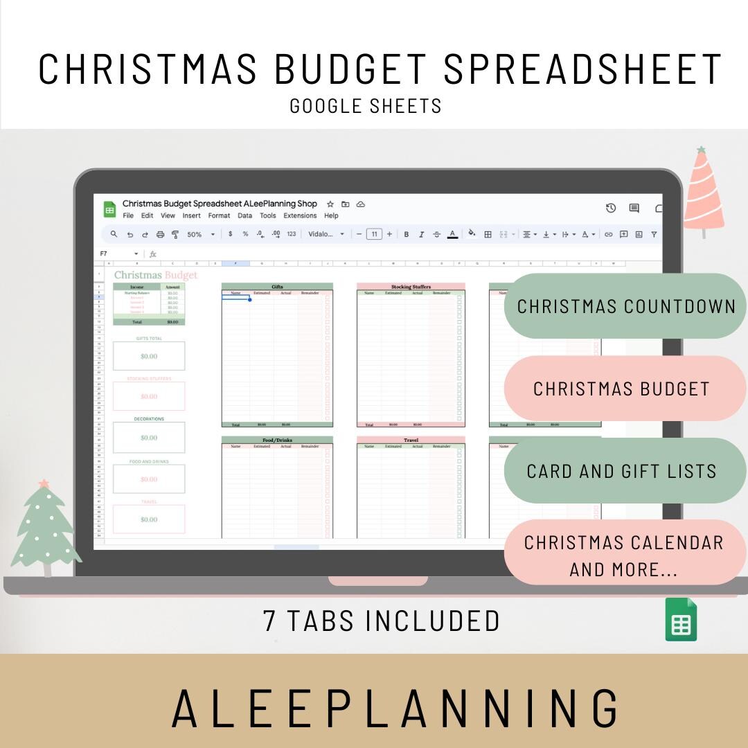 Christmas Planner Spreadsheet: Holiday Budget & Gift Tracker (google ...