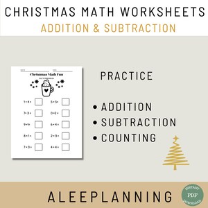 Math Worksheet Elementary | Christmas Math| Addition | Subtraction ...