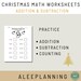 Math Worksheet Elementary Christmas Math Addition Subtraction First ...