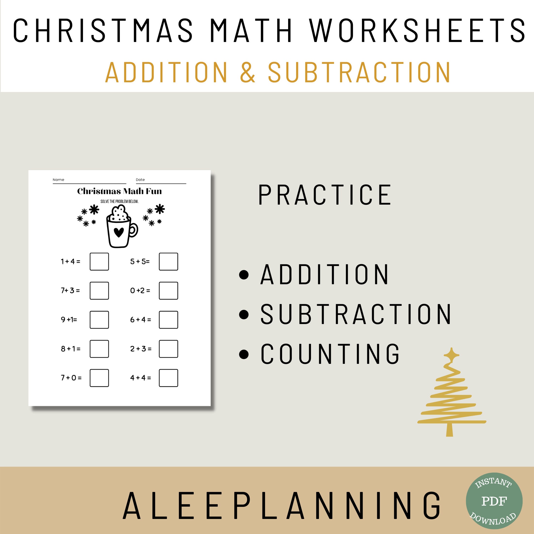 Math Worksheet Elementary Christmas Math Addition Subtraction First ...