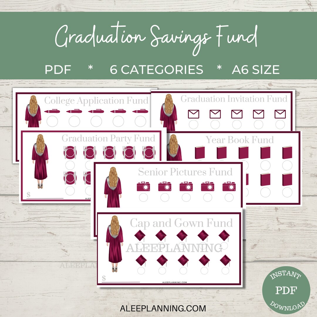 A6 Graduation Goal Tracker| Graduation Savings Fund| Graduation Savings ...