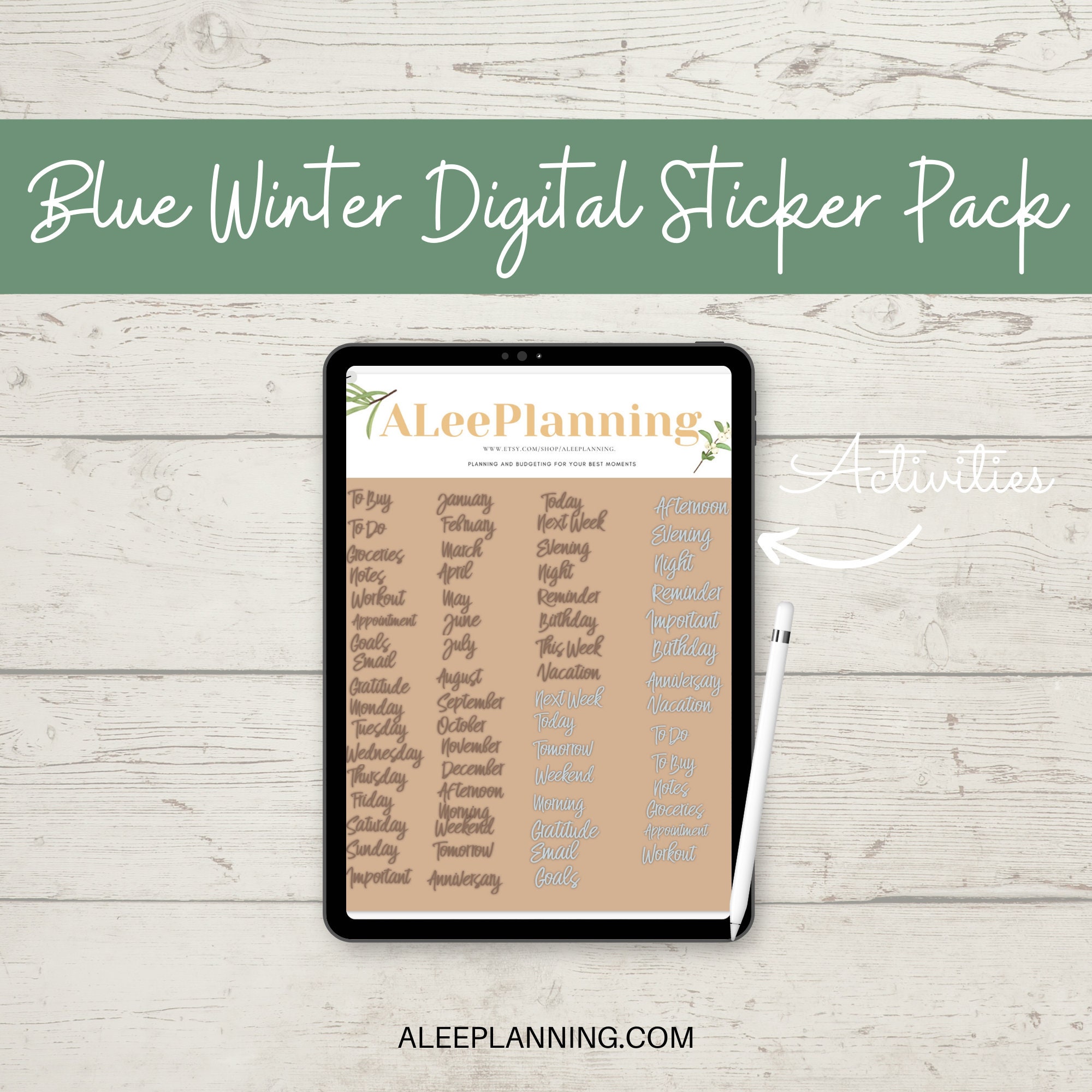Digital Sticker Pack Blue Winter Digital Pack Cropped PNG - Etsy