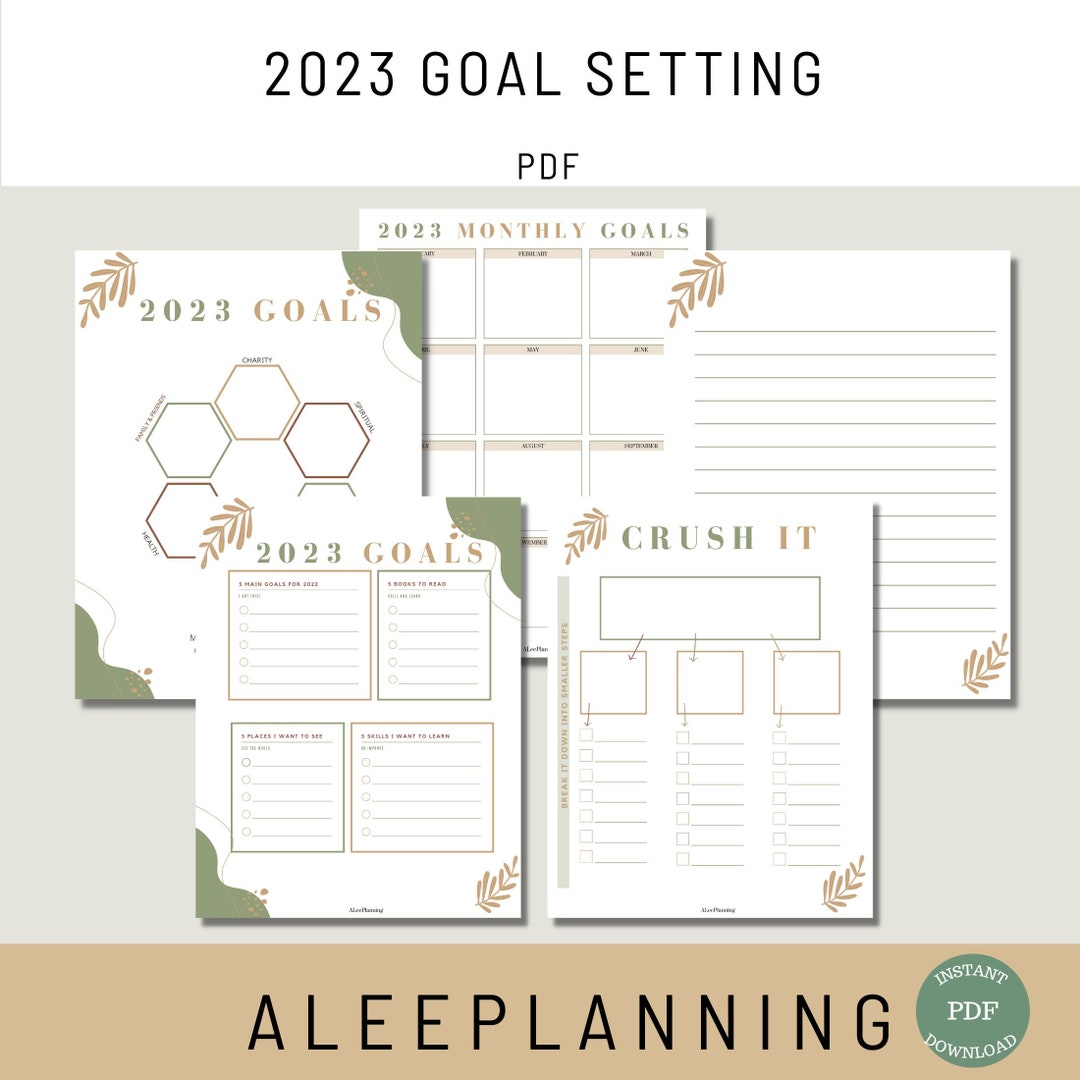 2023 Goal Setting Printable Goal Tracker Yearly Goals 2023 Goal Sheet ...