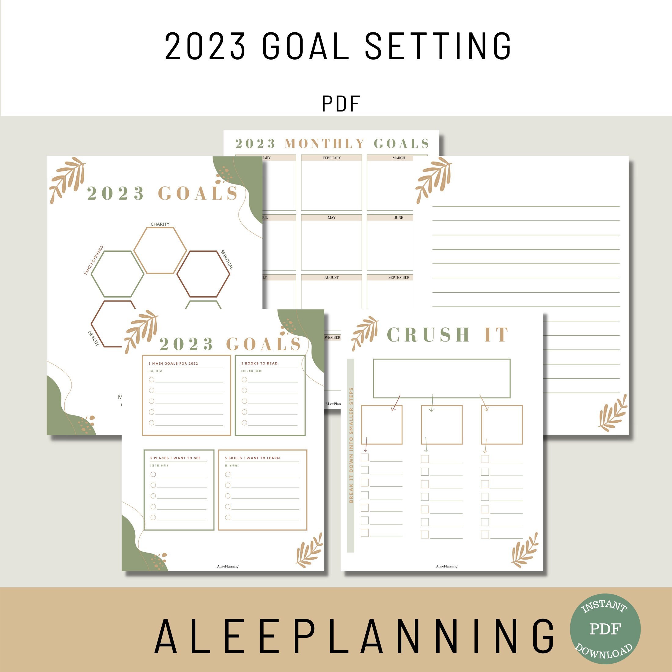 2023 Goal Setting Printable Goal Tracker Yearly Goals 2023 Goal Sheet ...