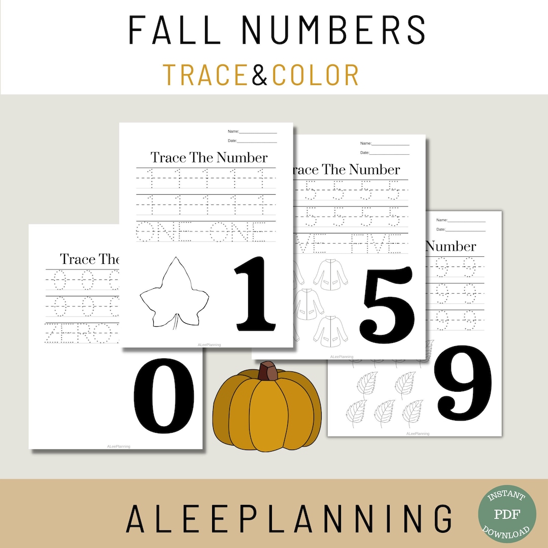 Trace the Number Printable | Fall Trace Number Worksheet| Autumn ...