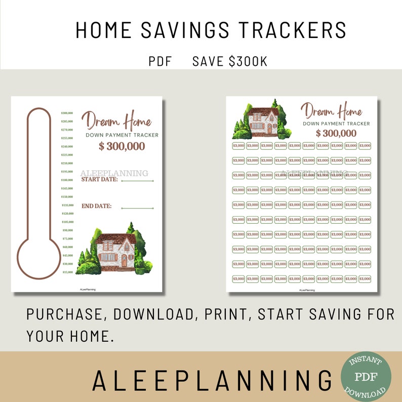 Home Savings Tracker 300K| House Sinking Fund| House Savings Chart ...