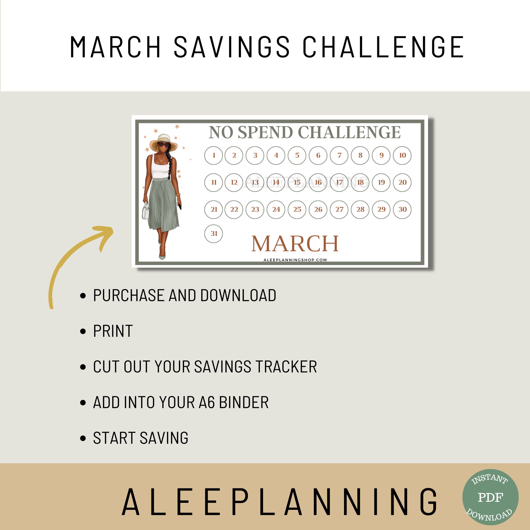 March Savings Challenge Printable Mini Savings Challenge 30 Day Savings ...
