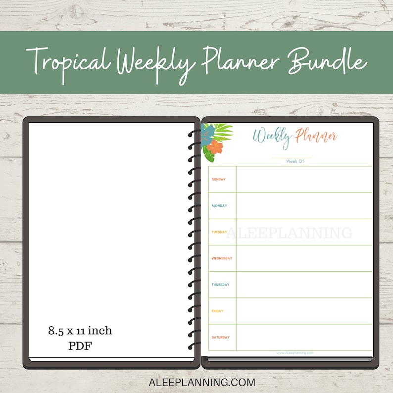 Tropical Weekly Planner Bundle (PDF) - Etsy