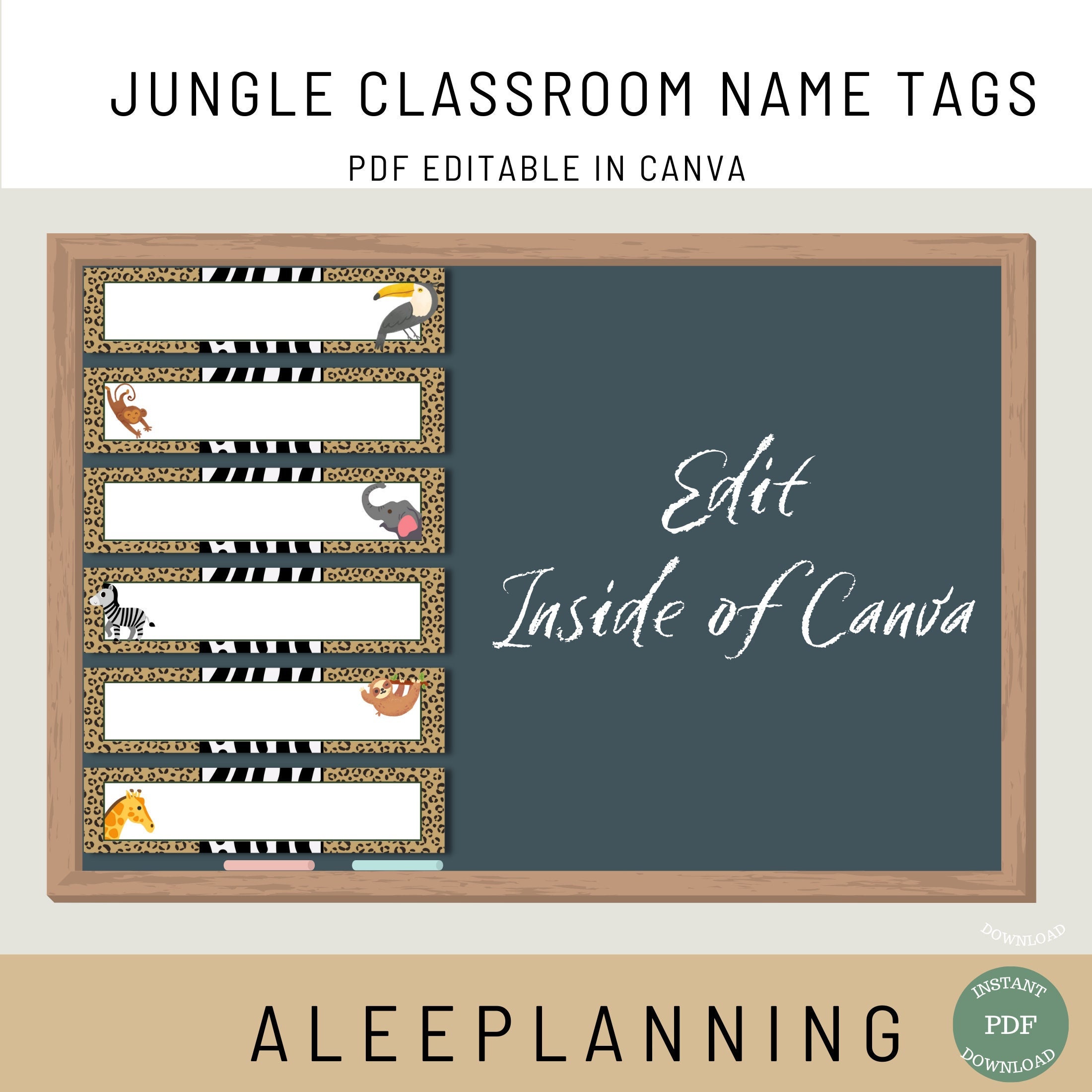 Student Desk Name Tag| Jungle Classroom| Safari Classroom| Safari Name ...