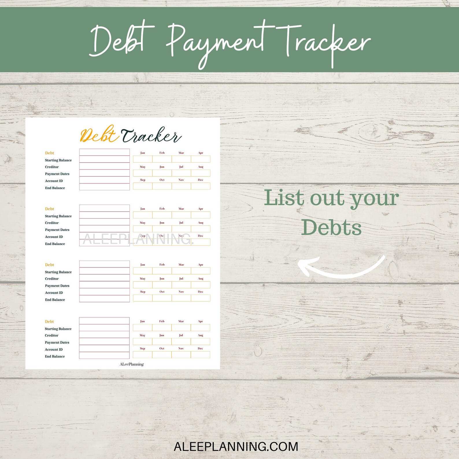 Visual Debt Tracker Debt Payment Tracker Printable Bundle Debt ...