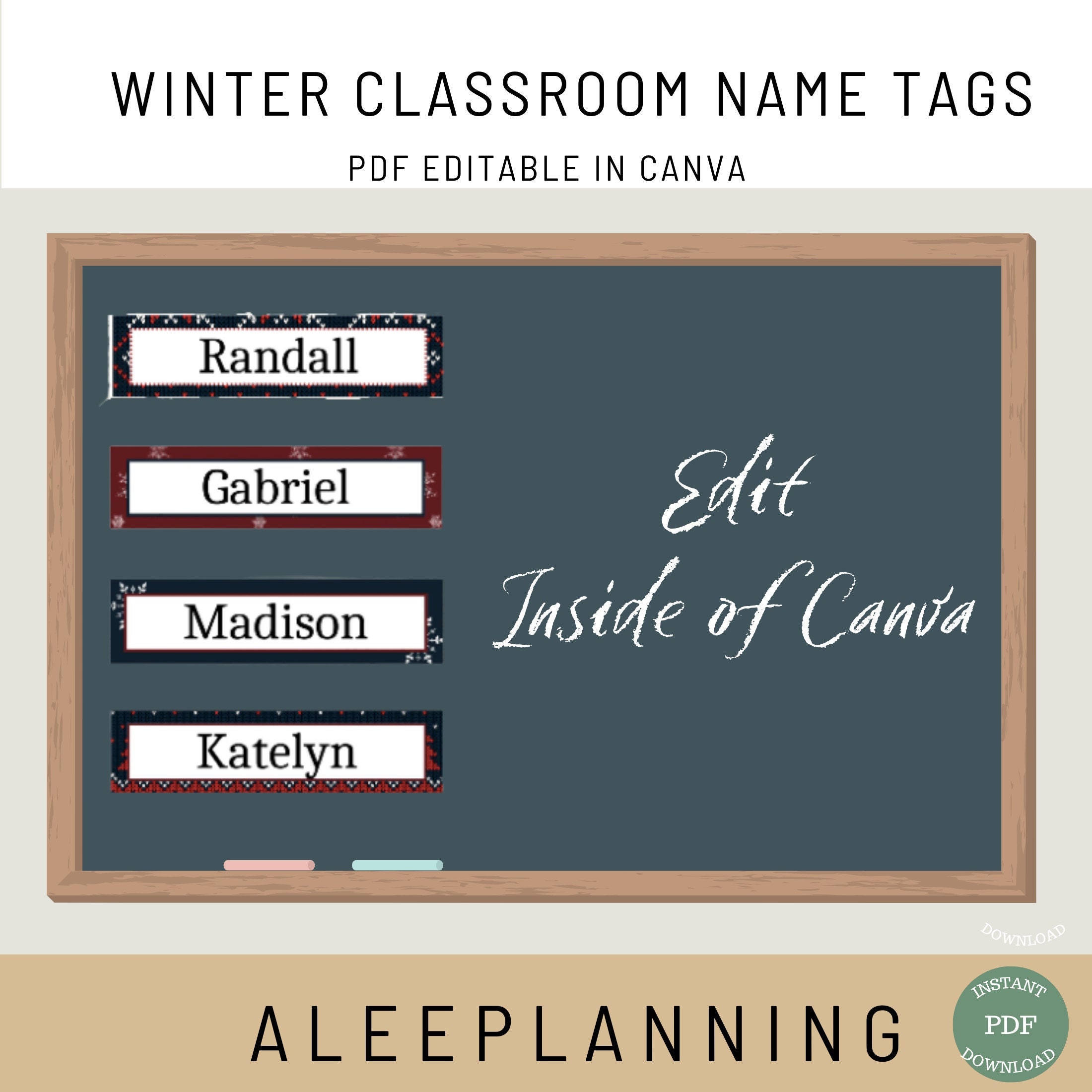 Desk Name Tag Winter Classroom Cubby Name Tags Student Name Tag Name ...