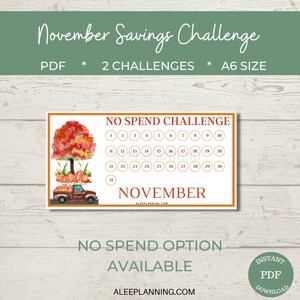 November Savings Challenge Printable | A6 |fall Mini Savings Tracker ...