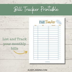 Bill Tracker Printable Floral Tracker Monthly Bill Tracker Bill Payment ...