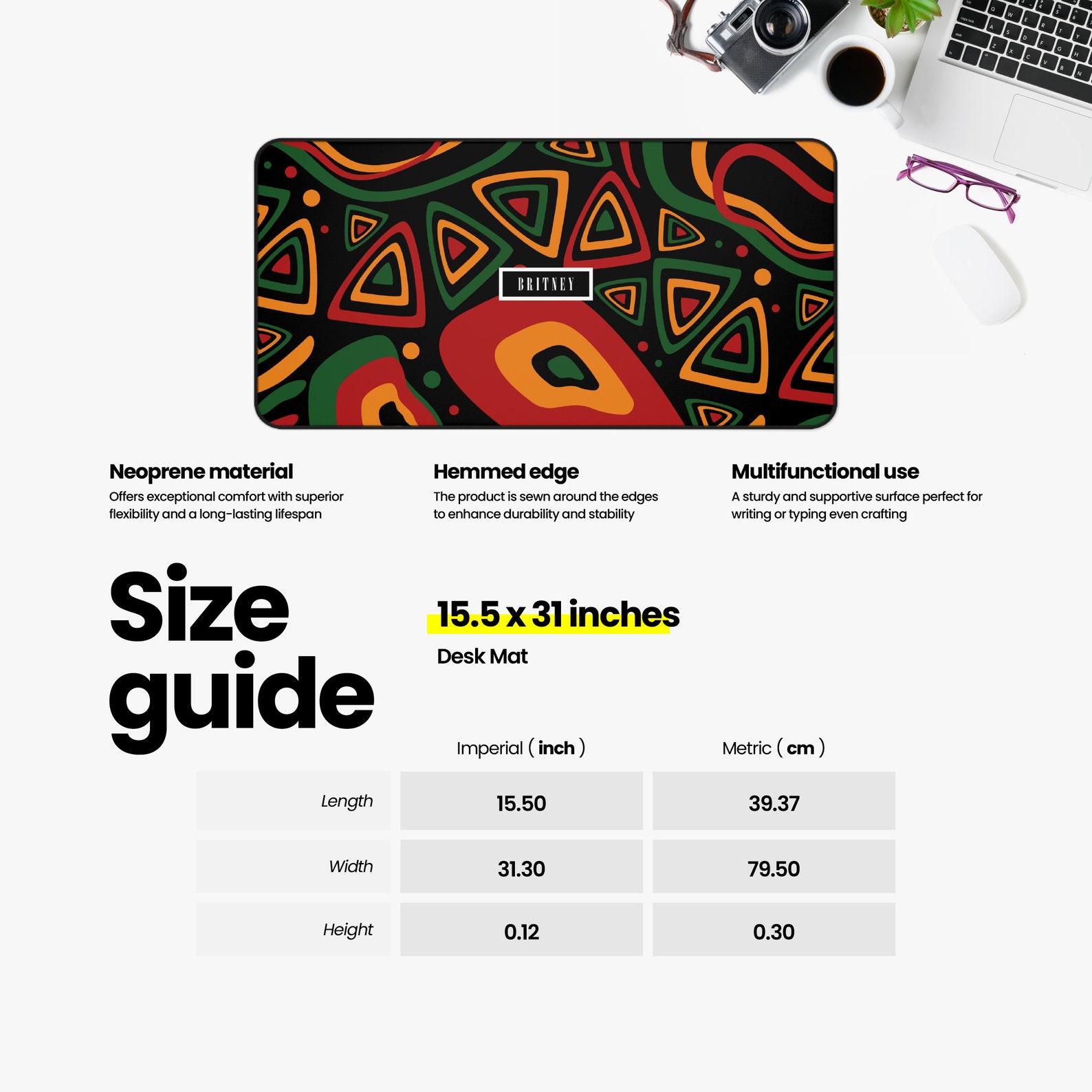 Gaming Tribal Desk Mat Custom Name Aesthetic Abstract African Black Red ...