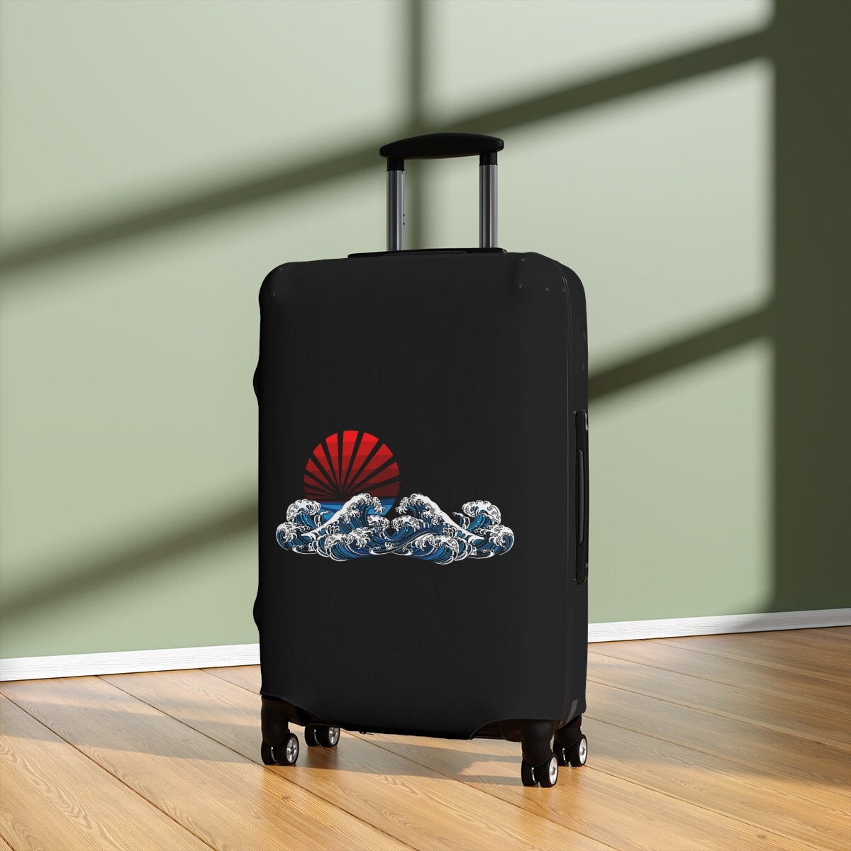 Luggage Cover Suitcase Protector Traditional Japanese Wave Oriental ...