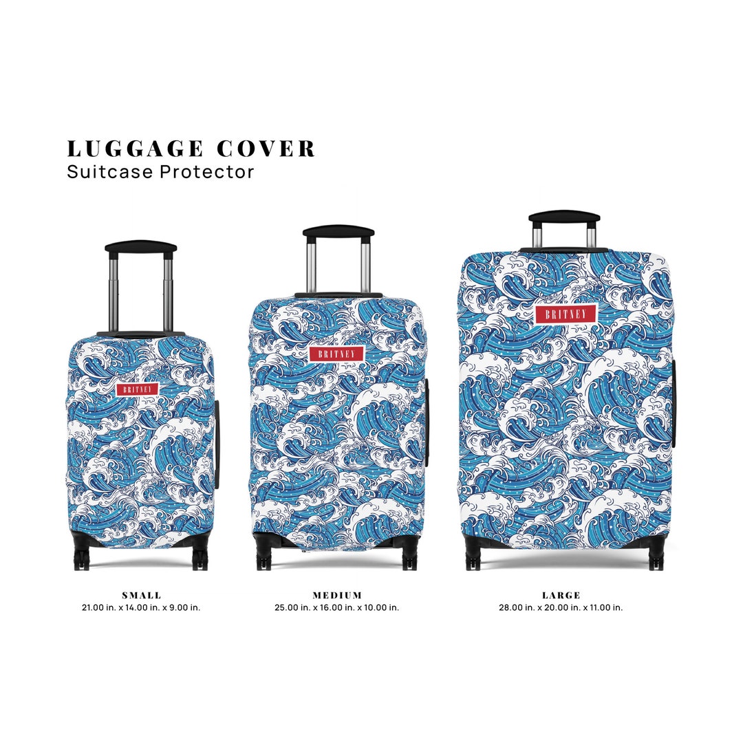 Japanese Wave Luggage Cover Suitcase Protector Traditional Oriental ...
