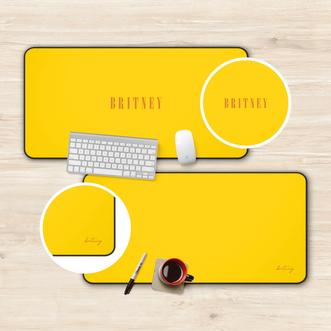 Yellow Desk Mat Personalized Custom Name Aesthetic Sunflower Amber ...