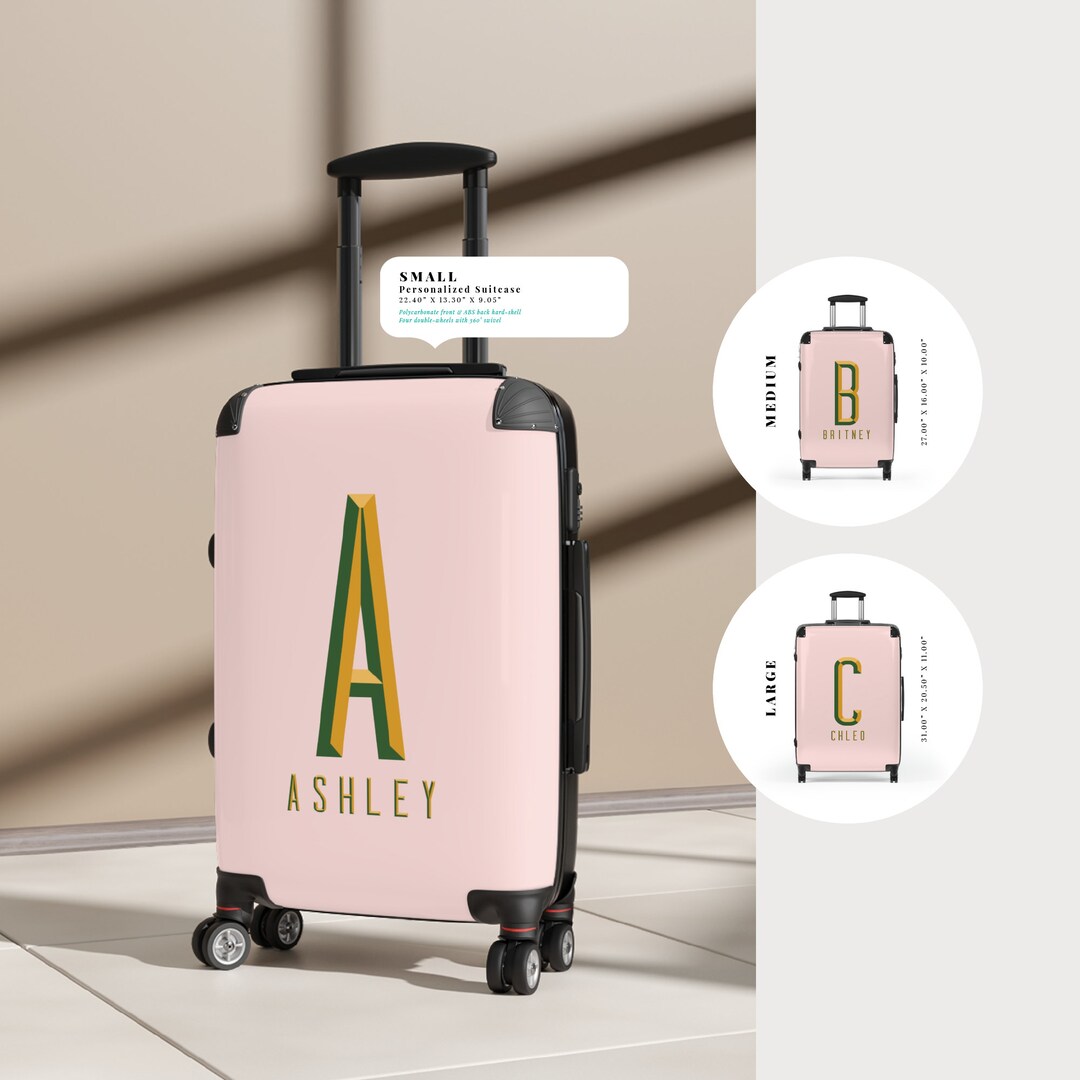 Personalized Pink Suitcase: Gold Initial Monogram Travel Bag - Etsy