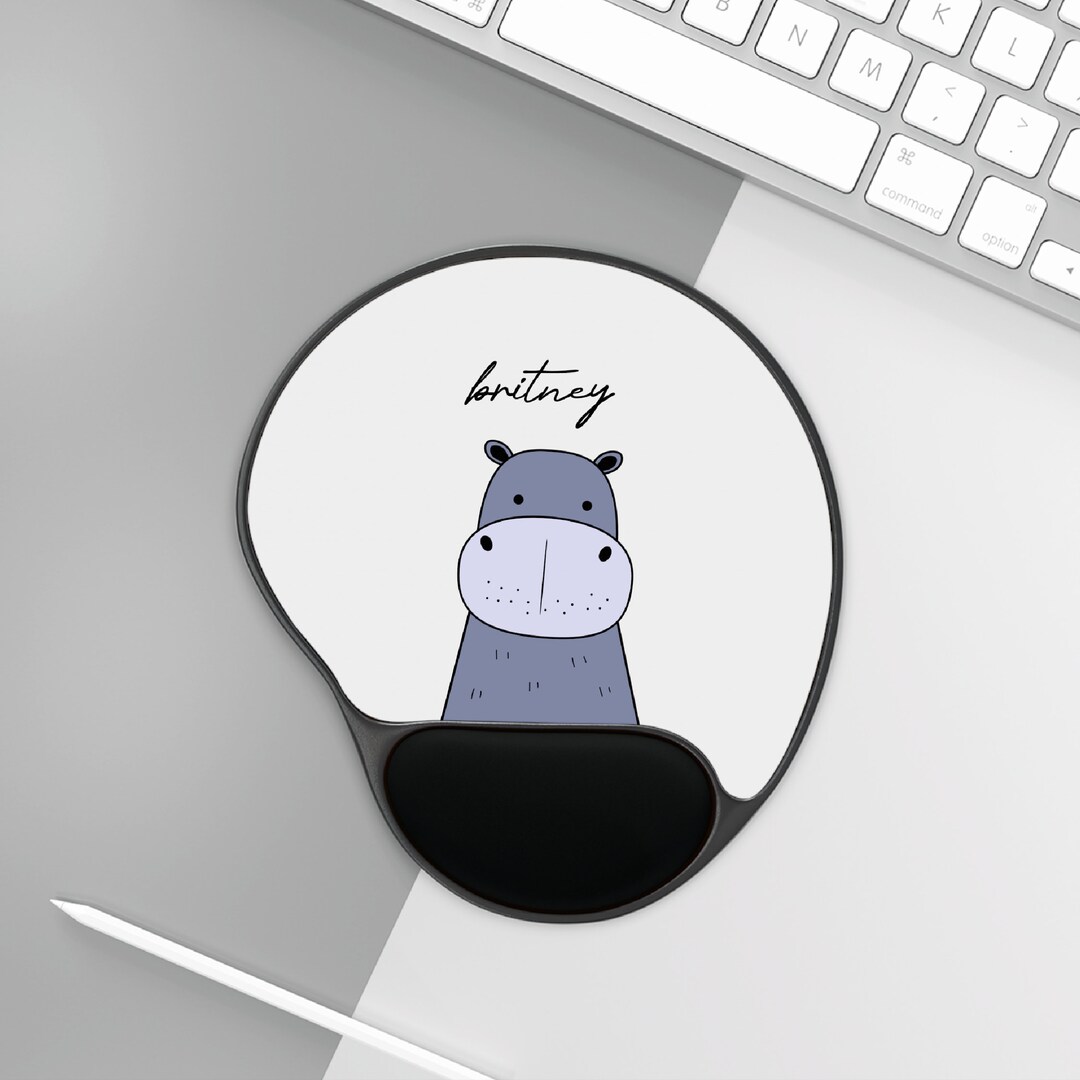 Personalized Mouse Pad Hippo Cartoon Theme Art With Padded Wrist Rest ...