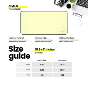 Yellow Desk Mat Personalized Custom Name Aesthetic Cream Muted Pastel ...