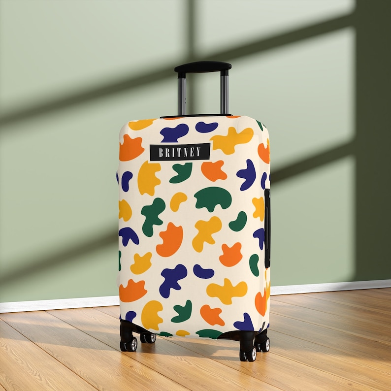 Suitcase Protector Luggage Cover Colorful Funky Retro Abstract Shapes ...