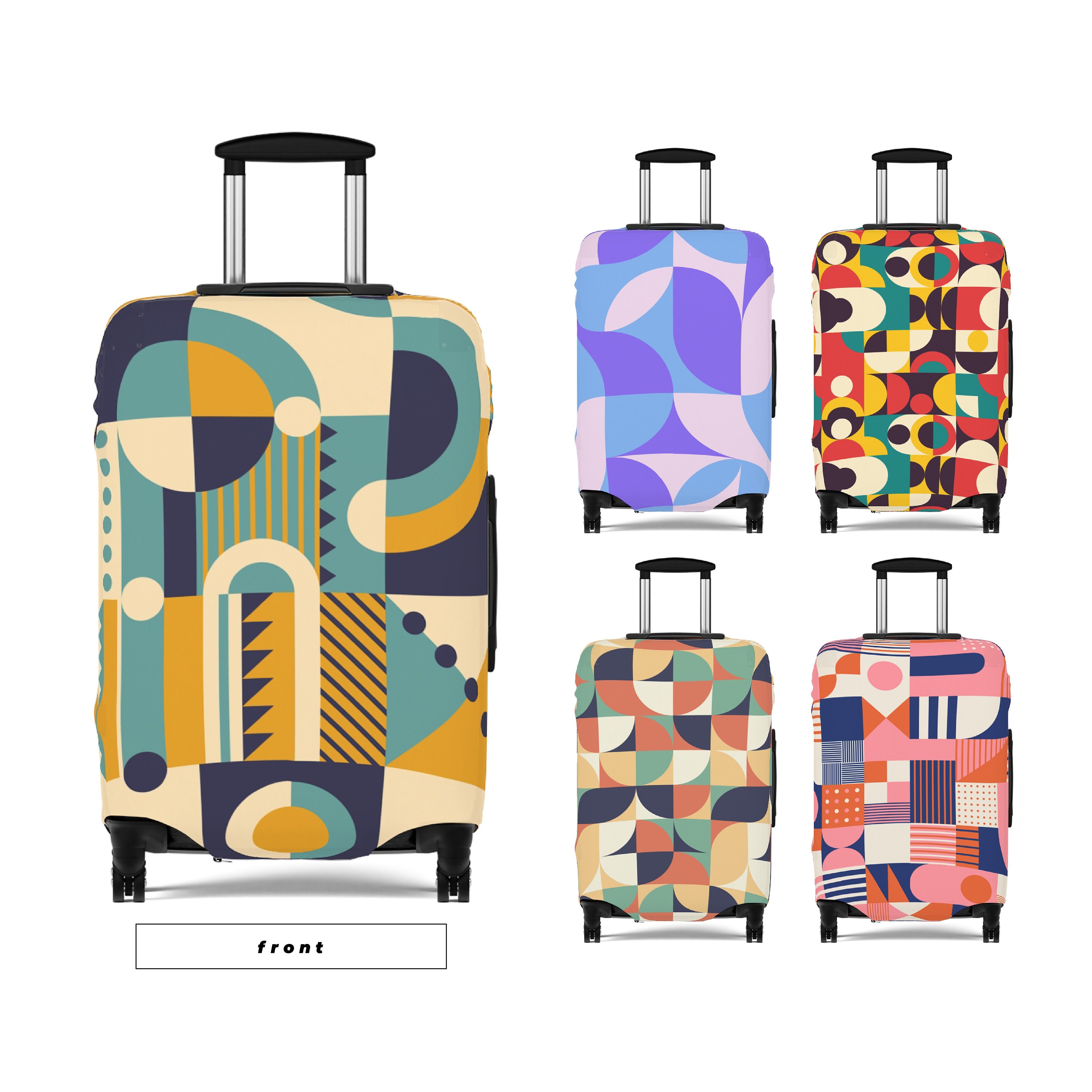 Suitcase Cover Luggage Protector Colorful Abstract Geometric - Etsy