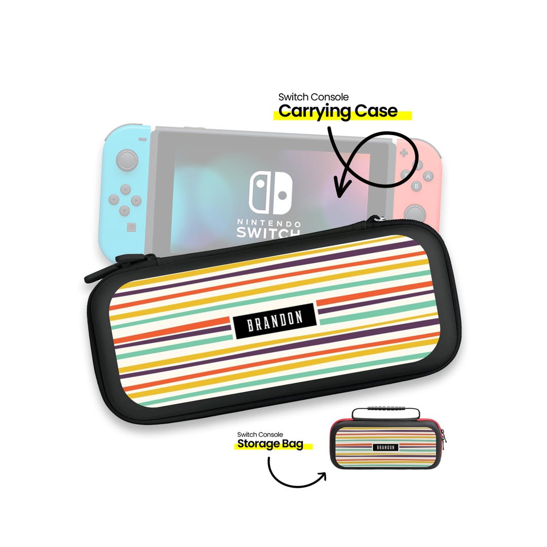 Personalized Nintendo Switch Case: Funky Pastel Stripes Hard Shell - Etsy