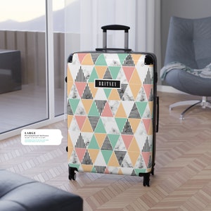 Suitcase With Wheels Luggage Cabin Travel Bag Elegant Marble Triangles ...