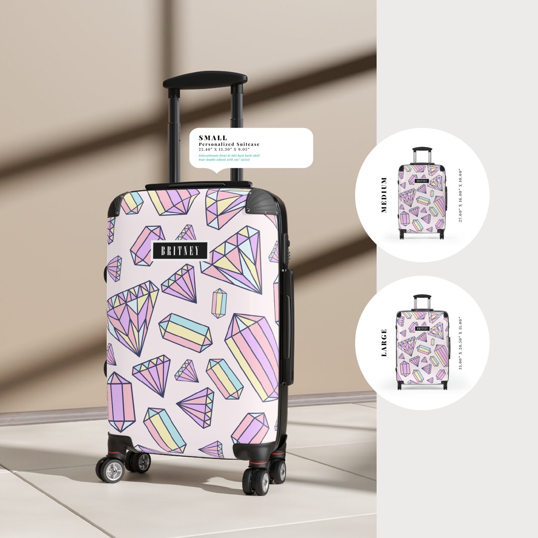 Personalized Diamond Pattern Suitcase: Pastel Travel Cabin Bag - Etsy